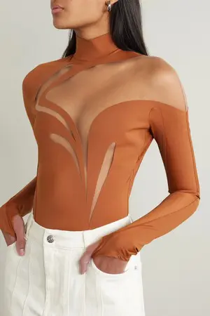 MUGLER Long Sleeve Cut-out Bodysuit