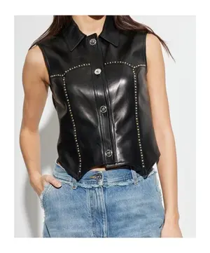 Versace Stud-embellished Lapel Collar Sleeveless Gilet