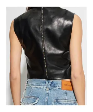 Versace Stud-embellished Lapel Collar Sleeveless Gilet