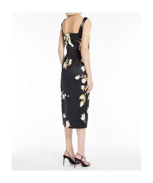Max Mara Sleeveless Floral Print Silk Blend Duchess Dress