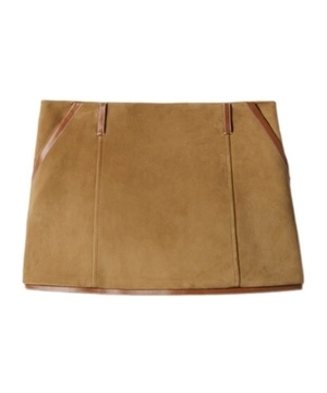 Miu Miu Suede Mini Skirt With Calfskin Trim