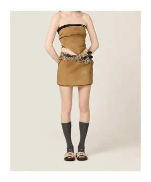 Miu Miu Suede Mini Skirt With Calfskin Trim