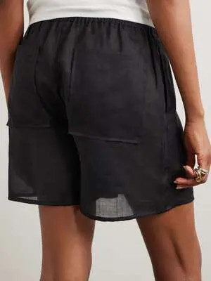 TOTEME Elasticated Waistband Straight Hem Shorts - Black
