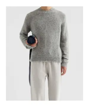 JIL SANDER Midweight Alpaca Wool Crew-neck Sweater - Light Gray