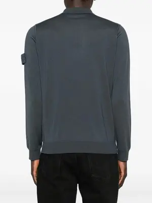 Stone Island Logo Patch Knitted Polo Shirt