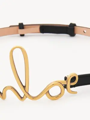 Chloé Iconic Small Belt With Gold Tone Logo - Black