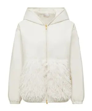 Moncler Teddy-trimmed Padded Zip-up Hoodie - White