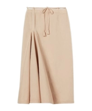 Gucci Cotton Linen Pleated Skirt - Gray Pink