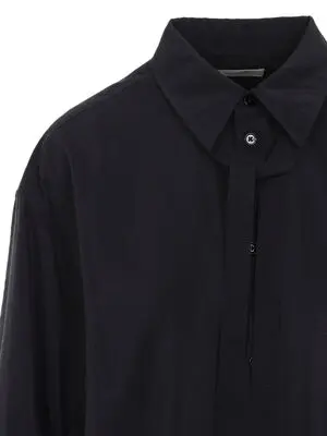 LEMAIRE Long-sleeved Pleated Shirt With Front Tie Detail - Black