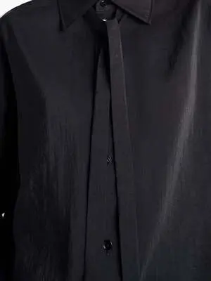 LEMAIRE Long-sleeved Pleated Shirt With Front Tie Detail - Black