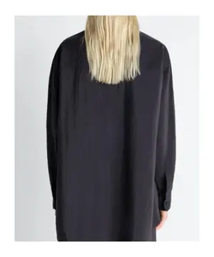 LEMAIRE Long-sleeved Pleated Shirt With Front Tie Detail - Black