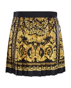 Versace Printed Pleated High-waist Mini Skirt - Black