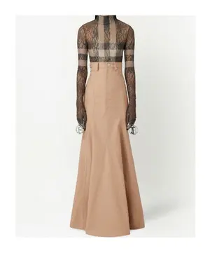 Burberry High-waist Flared Gabardine Maxi Skirt