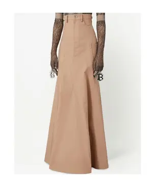 Burberry High-waist Flared Gabardine Maxi Skirt