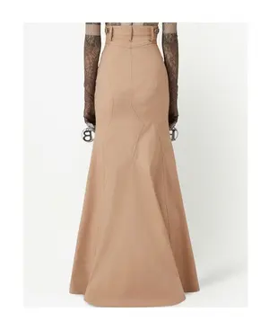 Burberry High-waist Flared Gabardine Maxi Skirt