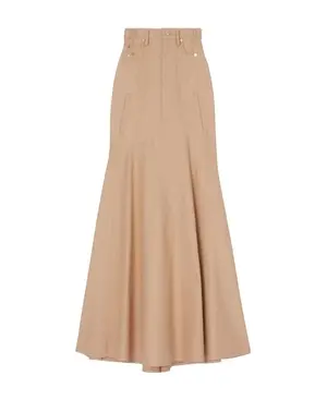 BURBERRY Burberry High-Waist Flared Gabardine Maxi Skirt