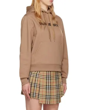 Burberry Logo Print Drawstring Hoodie - Nude