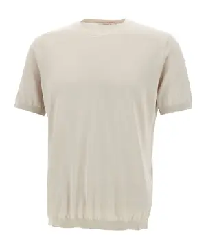 KANGRA Ribbed Short-sleeve Knitwear - Beige