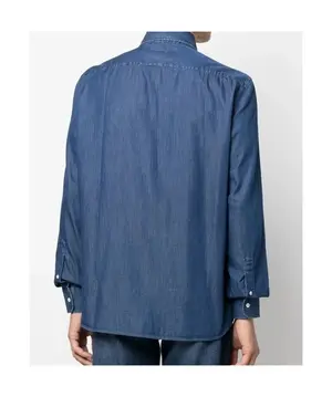 Brunello Cucinelli Curved Hem Buttoned Denim Shirt