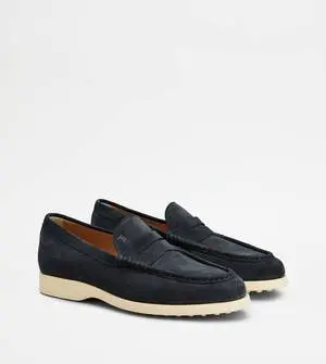 TOD'S Suede Penny Loafers - Blue