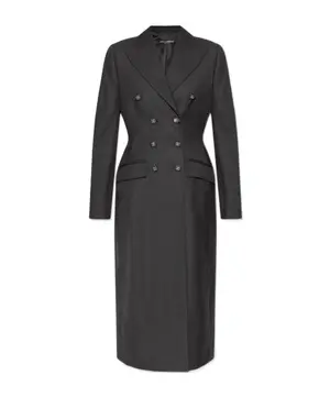 Dolce & Gabbana Double-breasted Coat With Logo Buttons - Grey