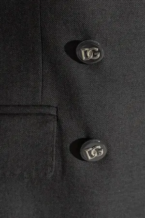 Dolce & Gabbana Double-breasted Coat With Logo Buttons - Grey