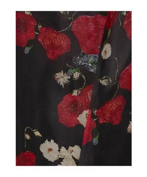 Khaite Merith Dress With Floral Print And Asymmetrical Hem - Blackred