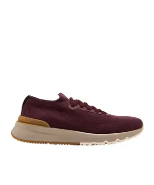 Brunello Cucinelli Knitted Lace-up Sneakers - Brown