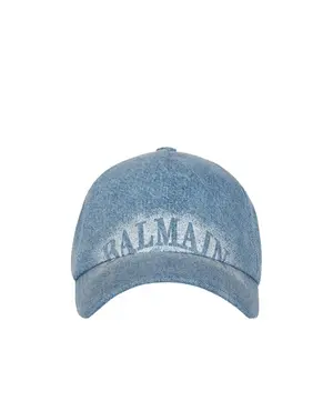 Balmain Logo Detailed Denim Baseball Cap - Blue