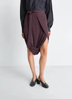 LEMAIRE Tie-detail Draped Midi Skirt - Fig
