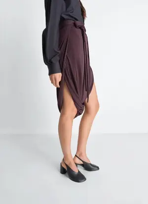 LEMAIRE Tie-detail Draped Midi Skirt - Fig