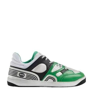 Gucci Basket Round Toe Lace-up Sneakers - Gray