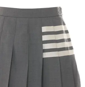 Thom Browne Pleated Mini Skirt With Four-bar Detail - Medium Gray