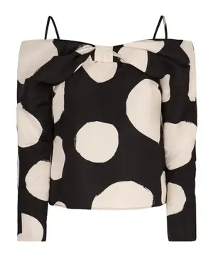 Nina Ricci Polka-dot Off-the-shoulder Top