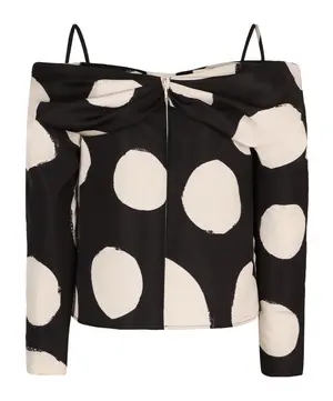 Nina Ricci Polka-dot Off-the-shoulder Top
