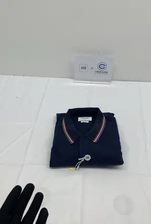 Thom Browne Rwb Striped Curved Hem Shirt - Navy Blue