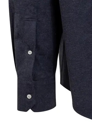 Thom Browne Rwb Striped Curved Hem Shirt - Navy Blue