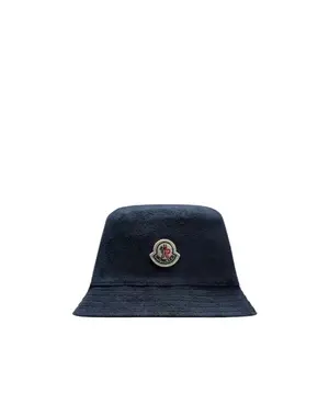 Moncler Logo Patch Bucket Hat - Blue