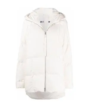 JIL SANDER Padded Zip-up Hooded Coat - Nude