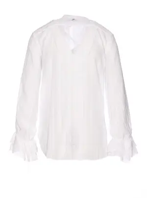DONDUP Ruffle Trim Tie Neck Long Sleeve Blouse