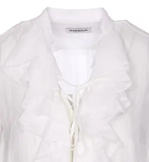 DONDUP Ruffle Trim Tie Neck Long Sleeve Blouse