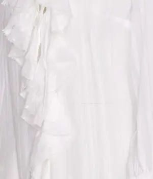 DONDUP Ruffle Trim Tie Neck Long Sleeve Blouse