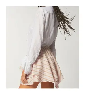 DONDUP Ruffle Trim Tie Neck Long Sleeve Blouse