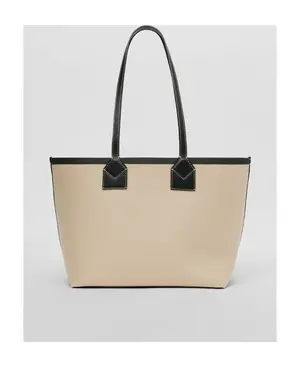 Burberry Logo Printed Cotton Tote Bag With Leather Trim
