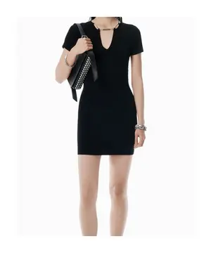 Alexander Wang Ribbed Logo Nameplate Bodycon Minidress