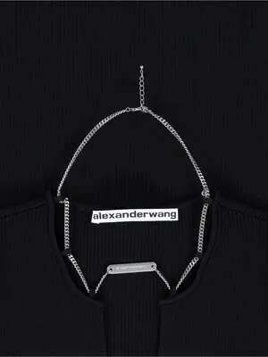 Alexander Wang Ribbed Logo Nameplate Bodycon Minidress