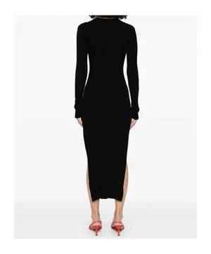 LOULOU STUDIO Ribbed Midi Dress With Side Slits - Black