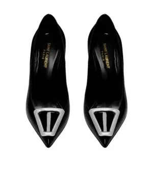 Saint Laurent Avenue Pointed-toe Pumps With Silver Detail
