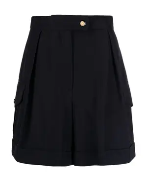 Alexander McQueen High Waist Cargo Shorts With Pleated Details - Black