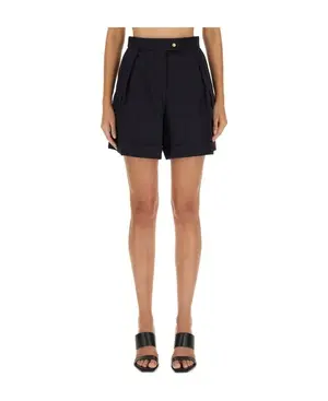 Alexander McQueen High Waist Cargo Shorts With Pleated Details